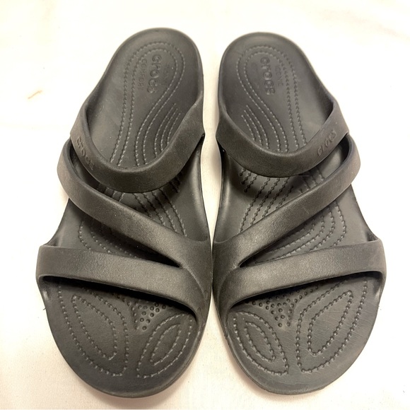 CROCS | Shoes | Crocs Black Slide Strappy Sandals | Poshmark